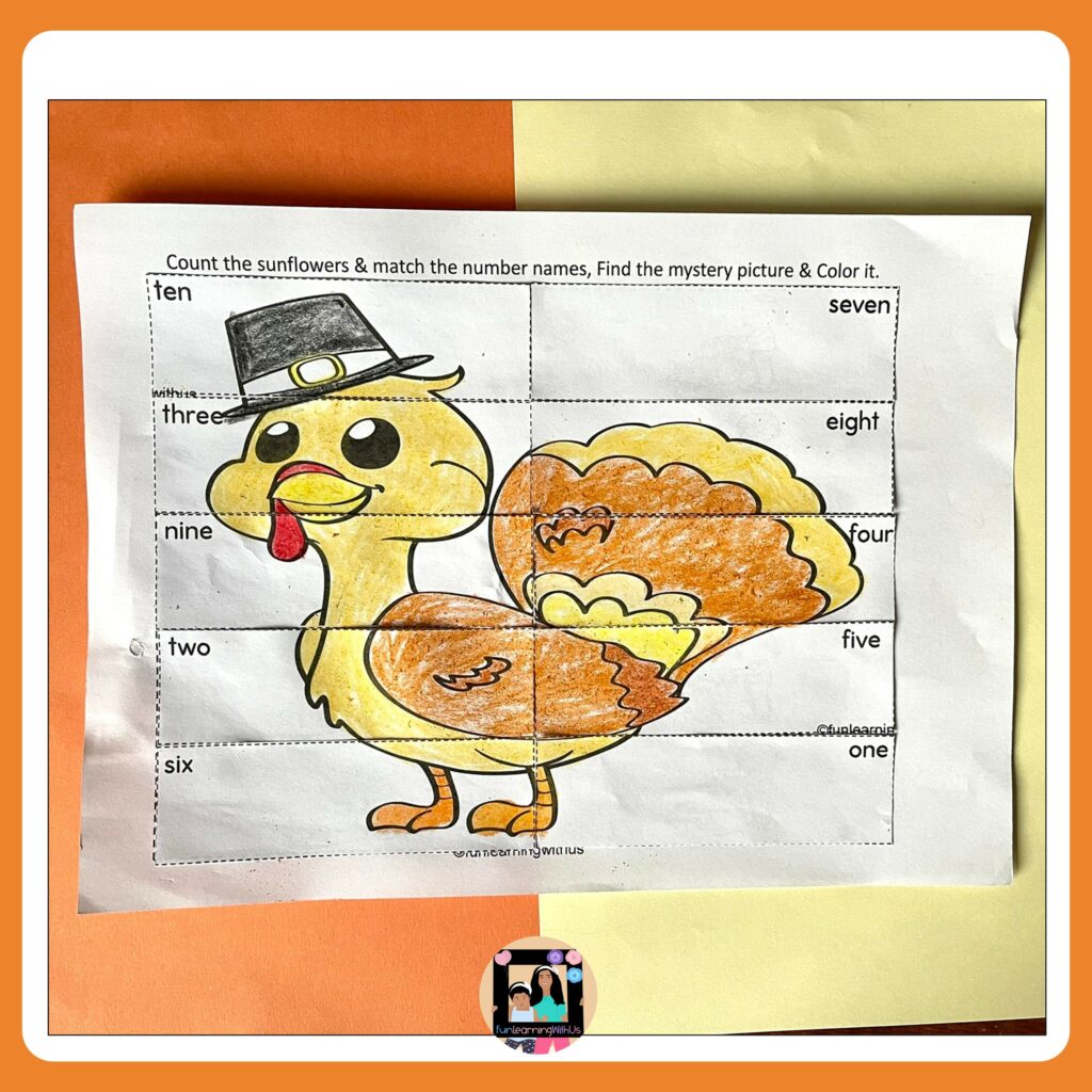 Thanksgiving Counting 1-10 Mystery Pictures - Made By Teachers