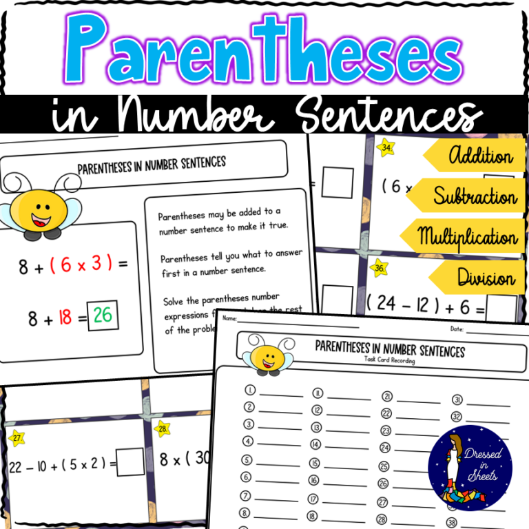 Parentheses in Number Sentences Worksheets - Made By Teachers