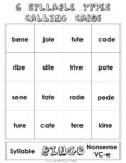 Syllable Types Bingo Game with Editable Cards | Made By Teachers