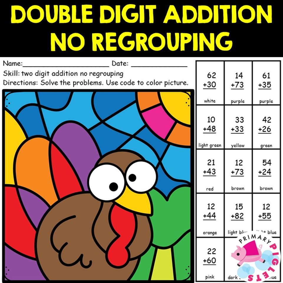 Double Digit Addition With Regrouping Color By Number Infoupdate Double Digit Addition With Regrouping Color By Number Infoupdate