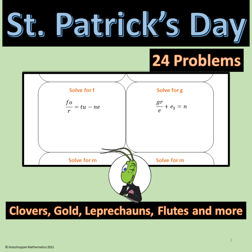 St. Patrick's Day Literal Equations | Made By Teachers