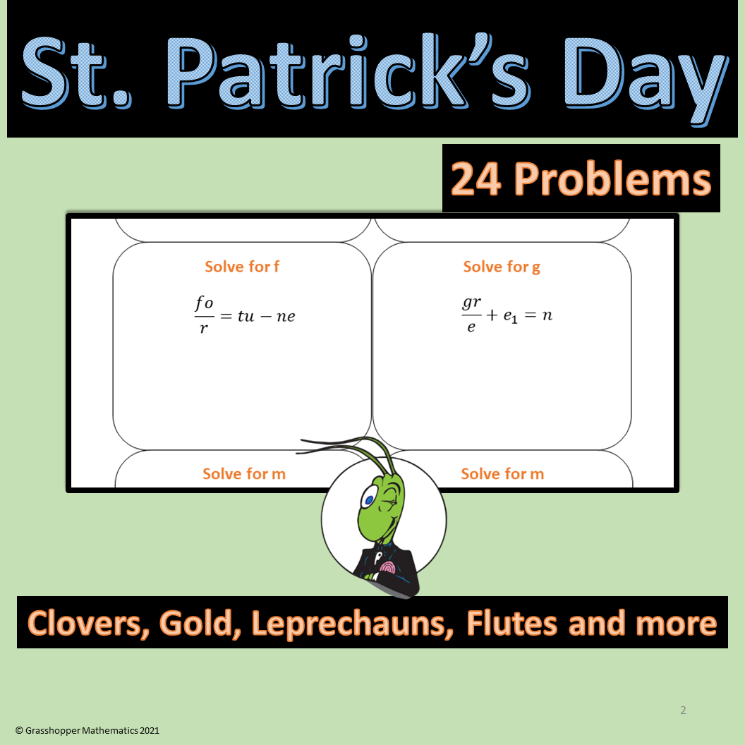 St. Patrick's Day Literal Equations | Made By Teachers