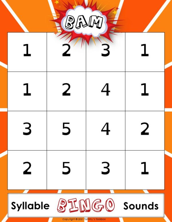 Counting Syllables Bingo Game - Made By Teachers