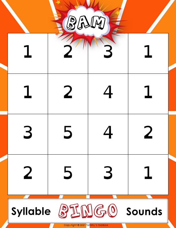 Counting Syllables Bingo Game | Made By Teachers