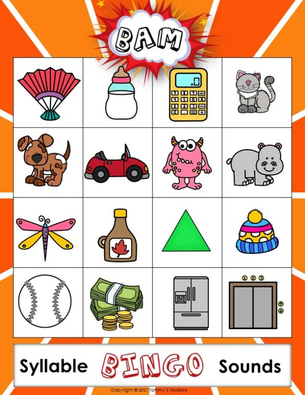 Counting Syllables Bingo Game - Made By Teachers