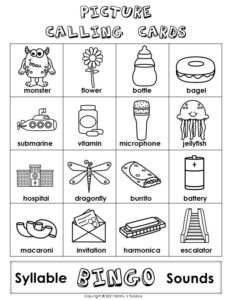 Counting Syllables Bingo Game - Made By Teachers