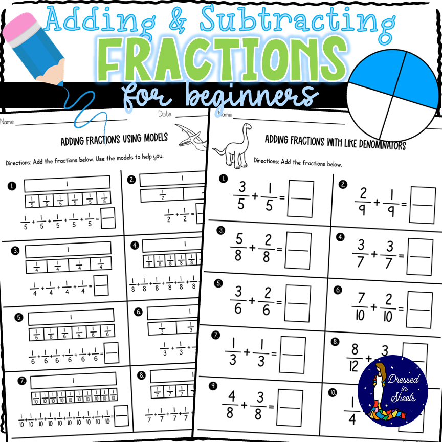 Grade 4 Math Worksheets Subtracting Like Fractions K5 Learning