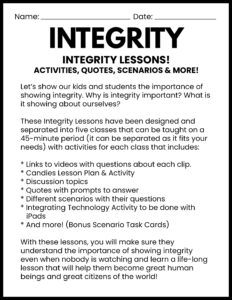 Integrity and Honesty - Activities & Lessons - Made By Teachers