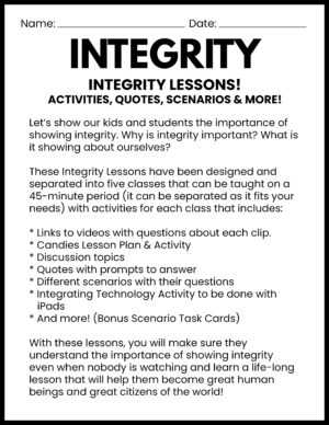 Integrity and Honesty - Activities & Lessons - Made By Teachers