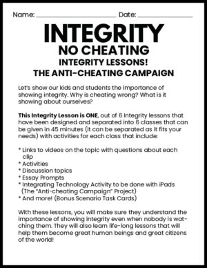 Integrity and Honesty: Free No Cheating Lesson - Made By Teachers