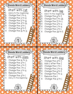 Blends and Digraphs Word Ladder Task Cards - Made By Teachers