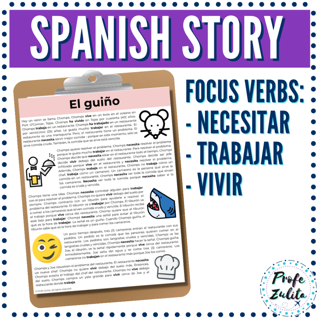 Spanish Story: El Guiño | AR & IR Verb Practice - Made By Teachers