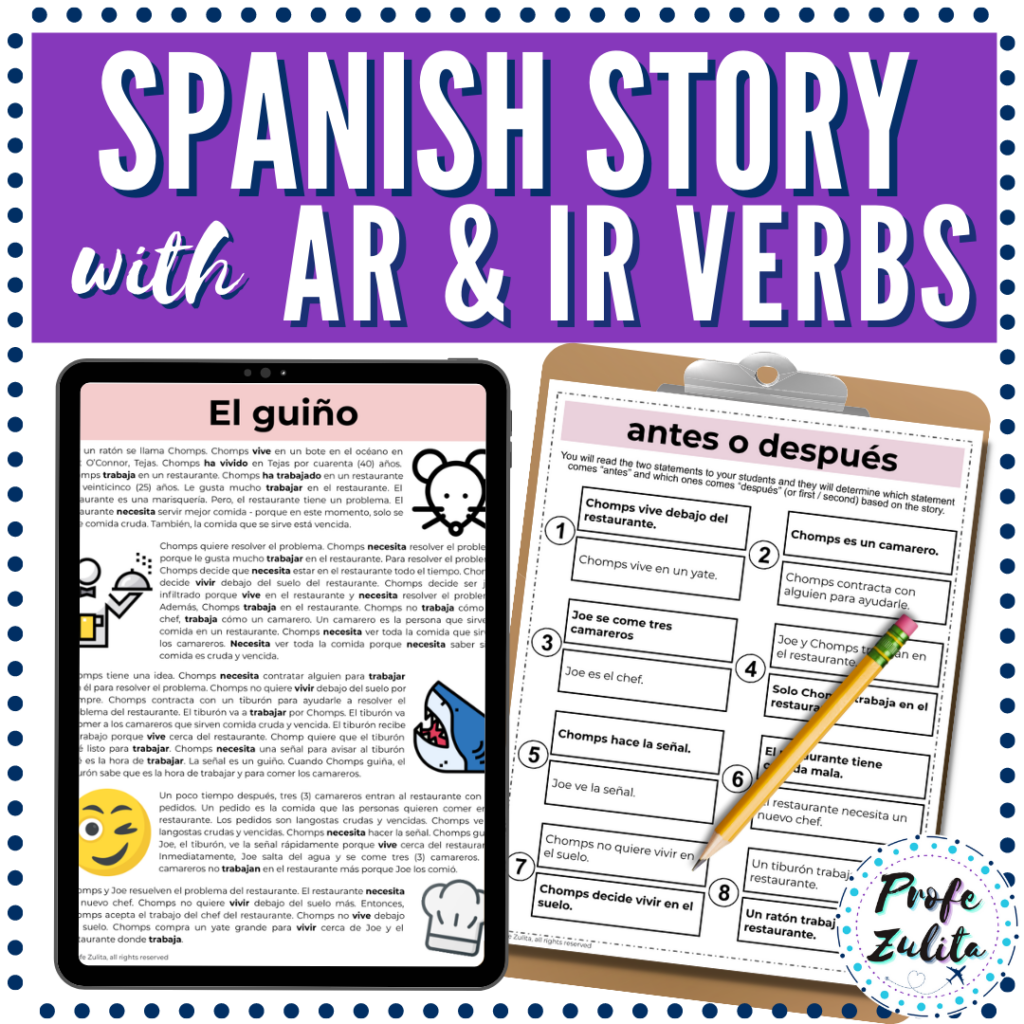 Spanish Story: El Guiño | AR & IR Verb Practice | Made By Teachers