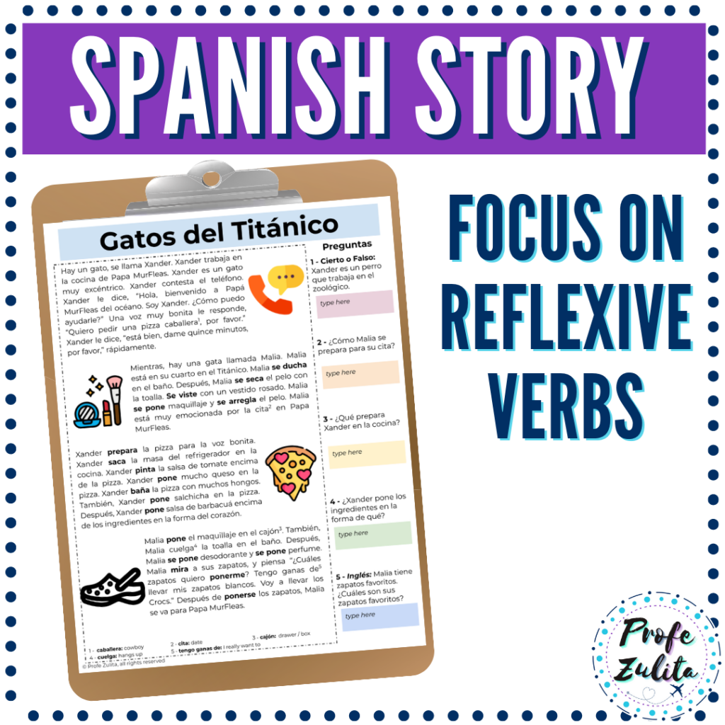 Spanish Story: Los Gatos | Reflexive Verbs | Made By Teachers