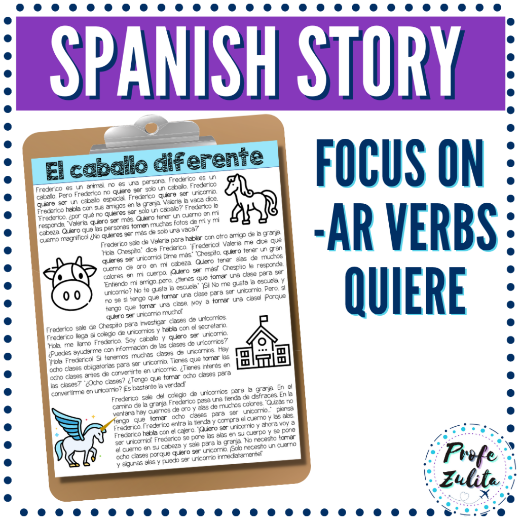 Spanish Story: El Caballo | AR Verbs + quiere - Made By Teachers