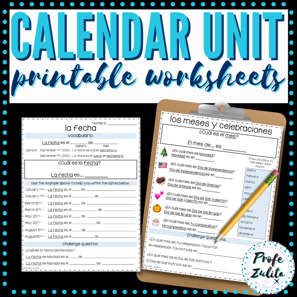 Spanish Calendar Unit (Lesson Plans & Student Work) - Made By Teachers
