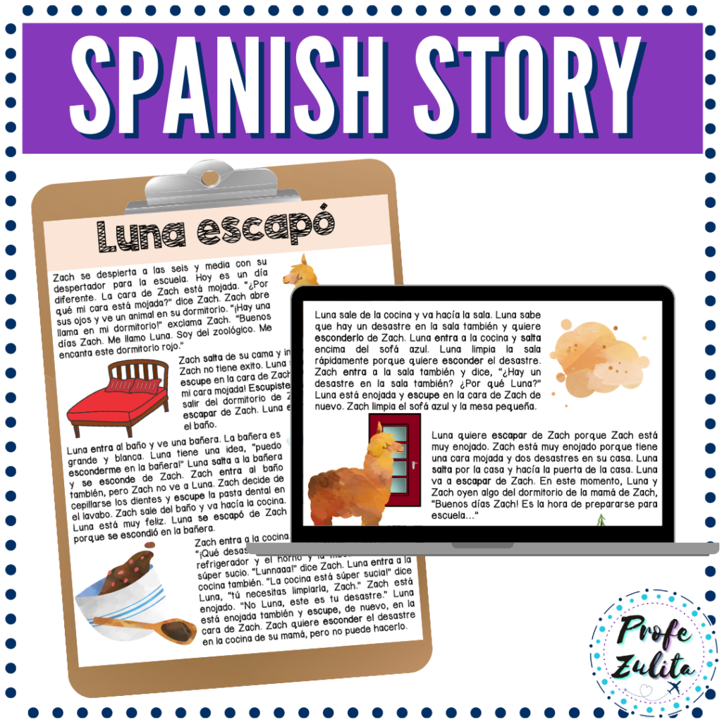 Spanish Story: Luna | Rooms of the House Spanish - Made By Teachers