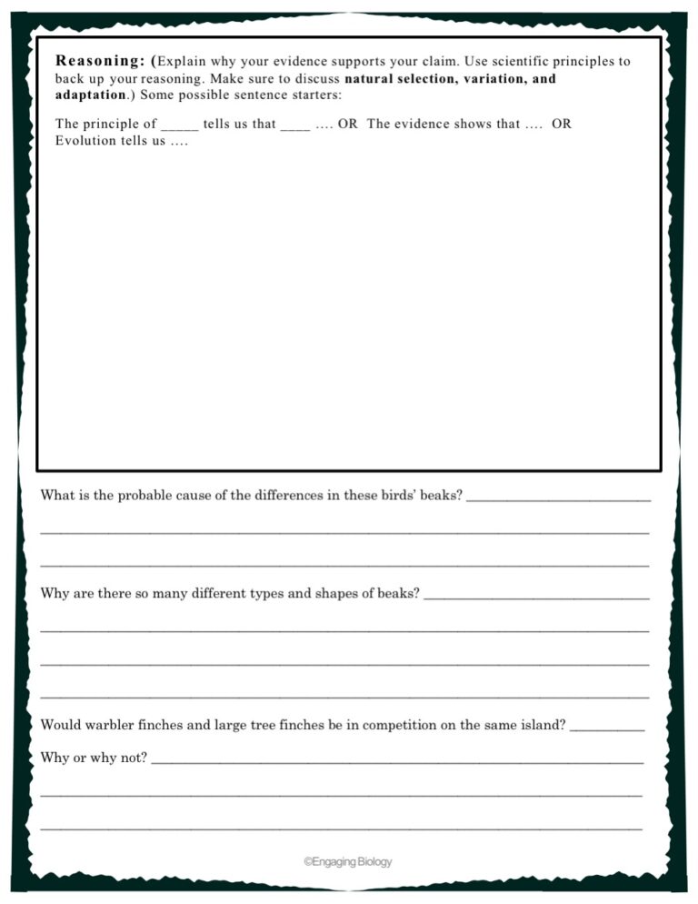 Evolution CERs Claim-Evidence-Reasoning - Made By Teachers