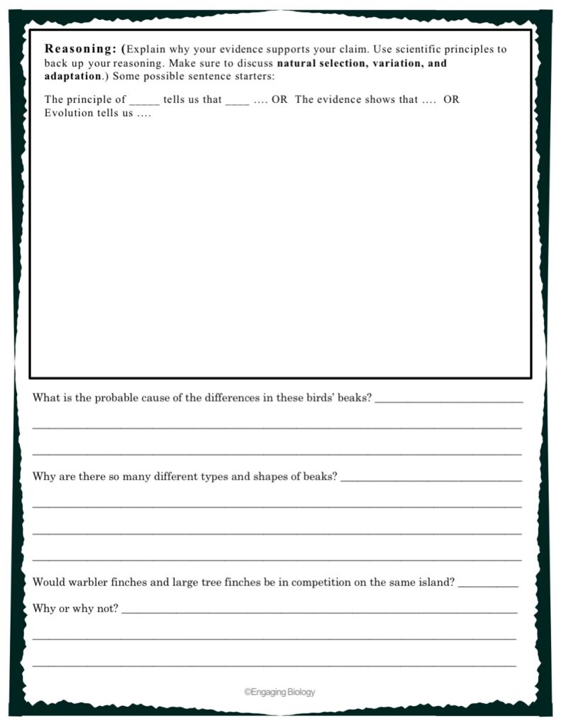 Evolution CERs Claim-Evidence-Reasoning - Made By Teachers