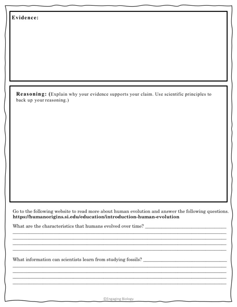 Evolution CERs Claim-Evidence-Reasoning - Made By Teachers