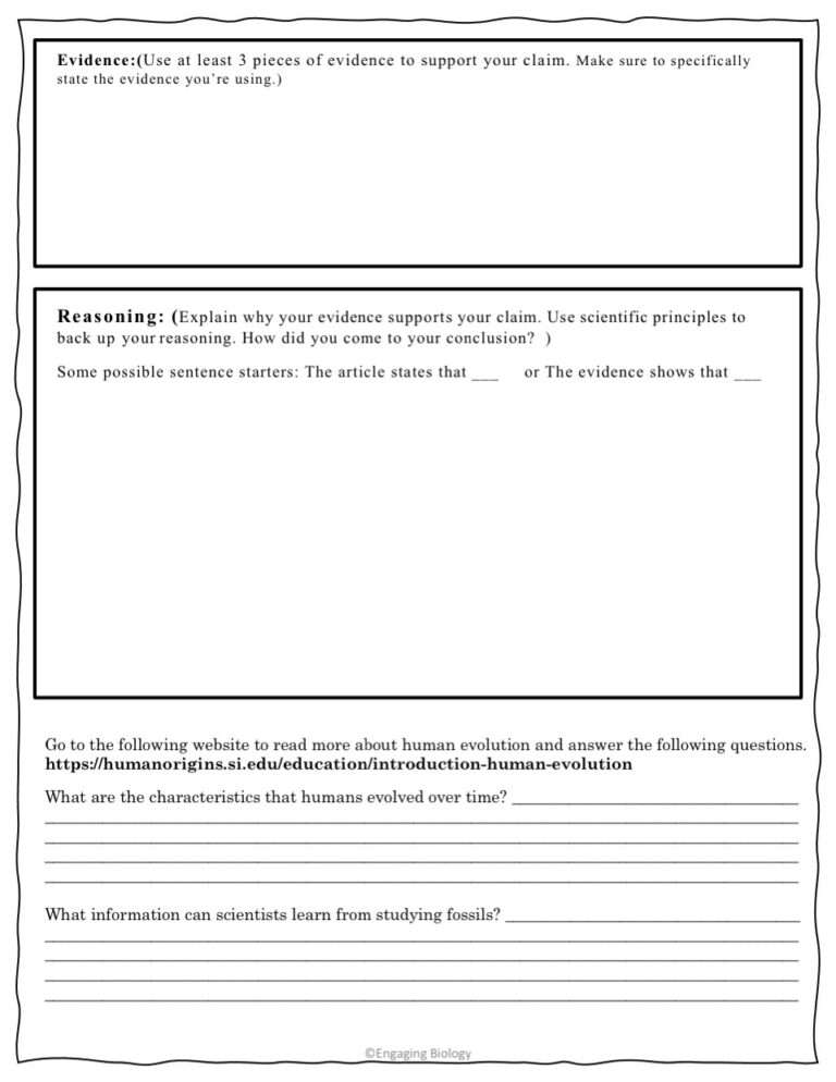 Evolution CERs Claim-Evidence-Reasoning - Made By Teachers