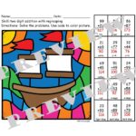 Double Digit Addition Thanksgiving Color by Number - Made By Teachers