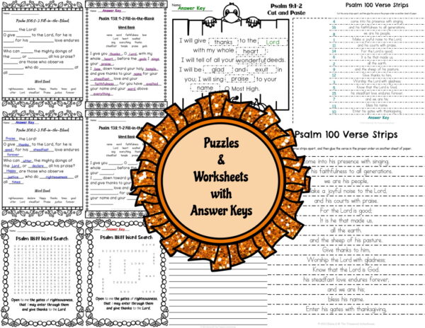 Psalms for Thanksgiving Activity Pack | Made By Teachers