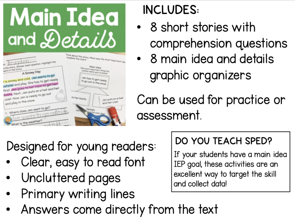 1st Grade Main Idea Worksheets Reading Passages | Made By Teachers