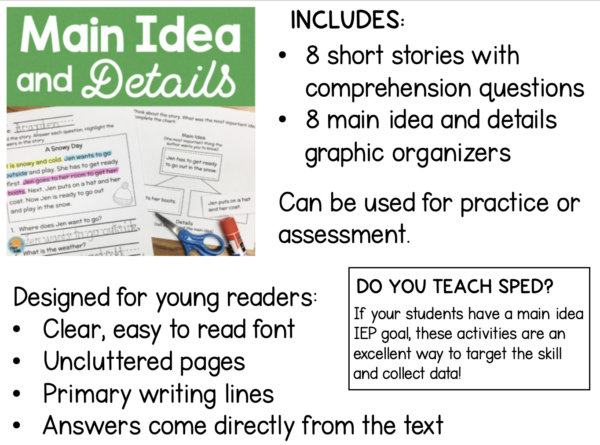 1st Grade Main Idea Worksheets Reading Passages | Made By Teachers