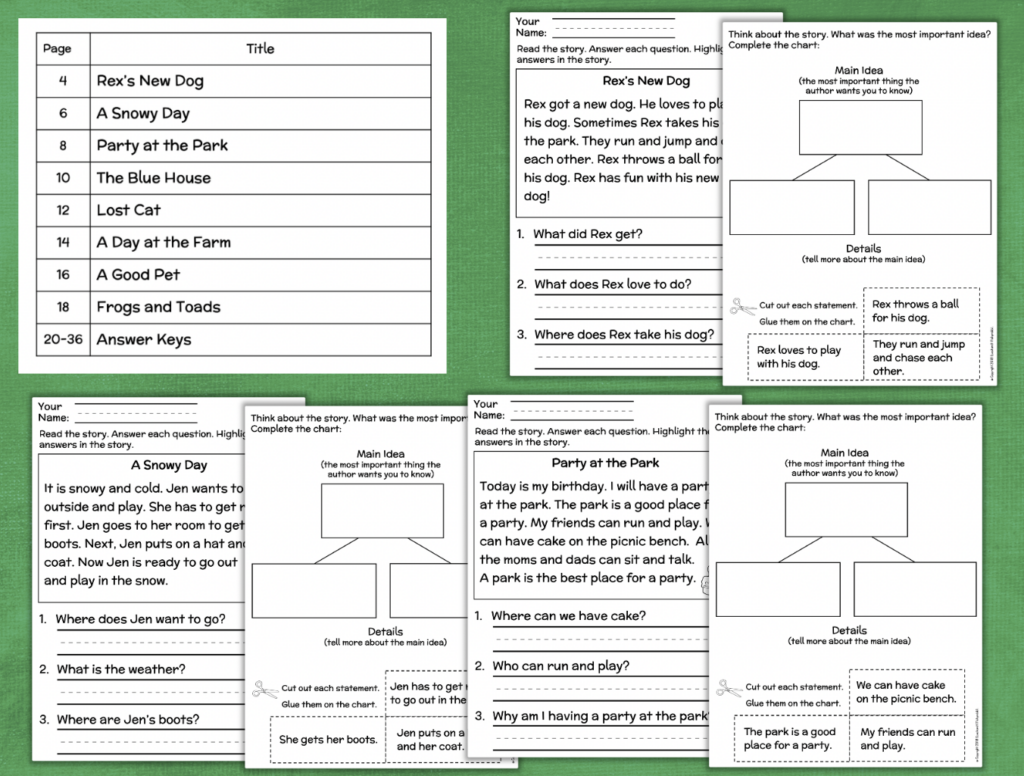 1st Grade Main Idea Worksheets Reading Passages | Made By Teachers