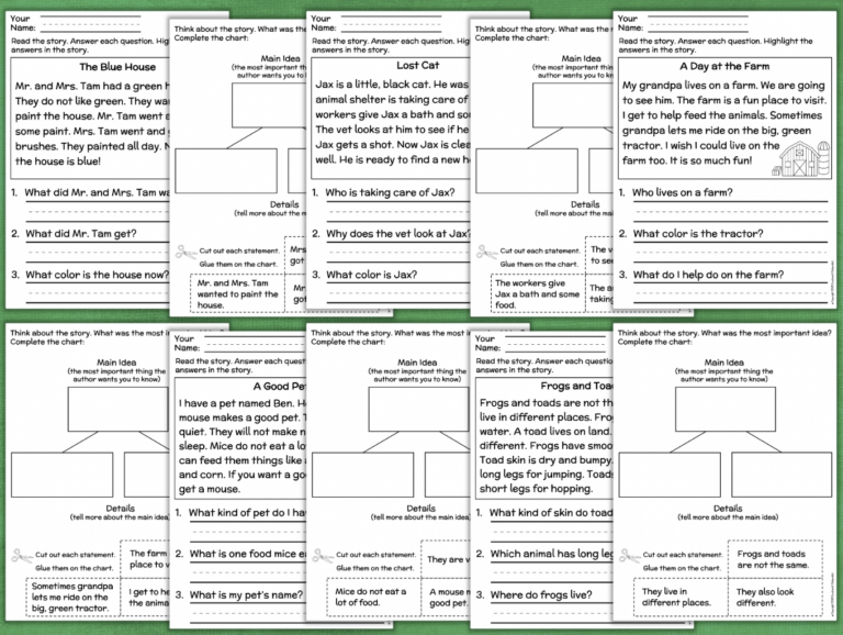1st Grade Main Idea Worksheets Reading Passages | Made By Teachers