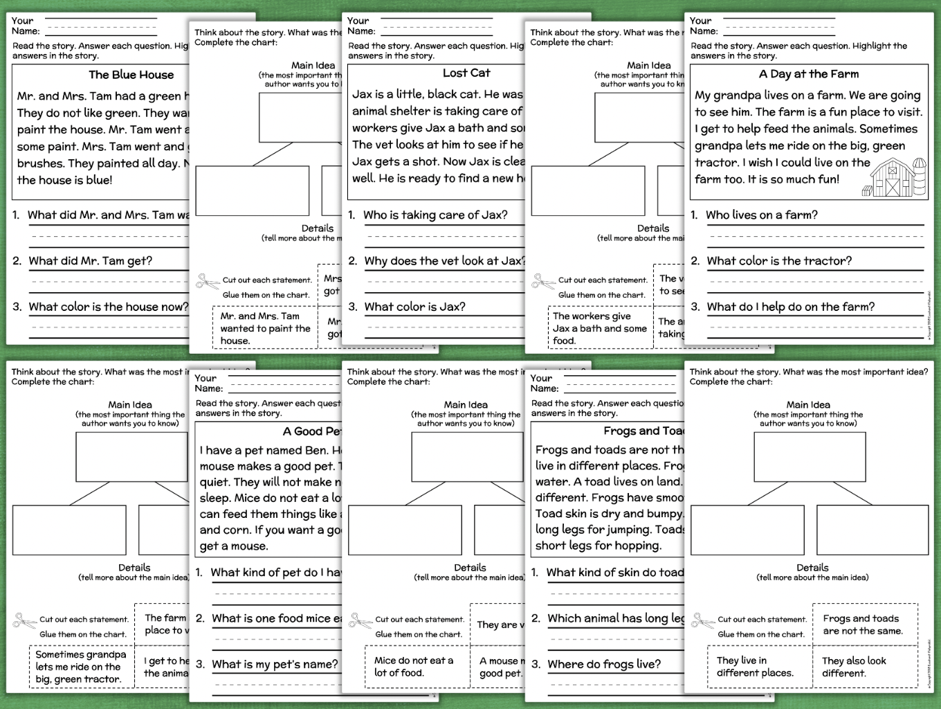 1st Grade Main Idea Worksheets Reading Passages | Made By Teachers