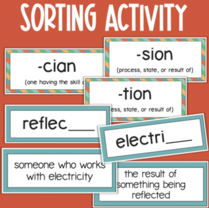 Suffixes Worksheet and Word Sorts TION SION CIAN | Made By Teachers