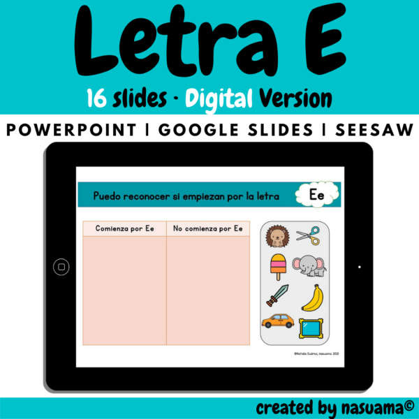 Letra E - Actividades digitales en español - Made By Teachers