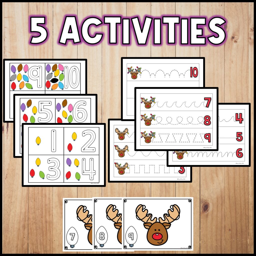 Christmas Numbers 1 to 10 Activities - Lights - Made By Teachers