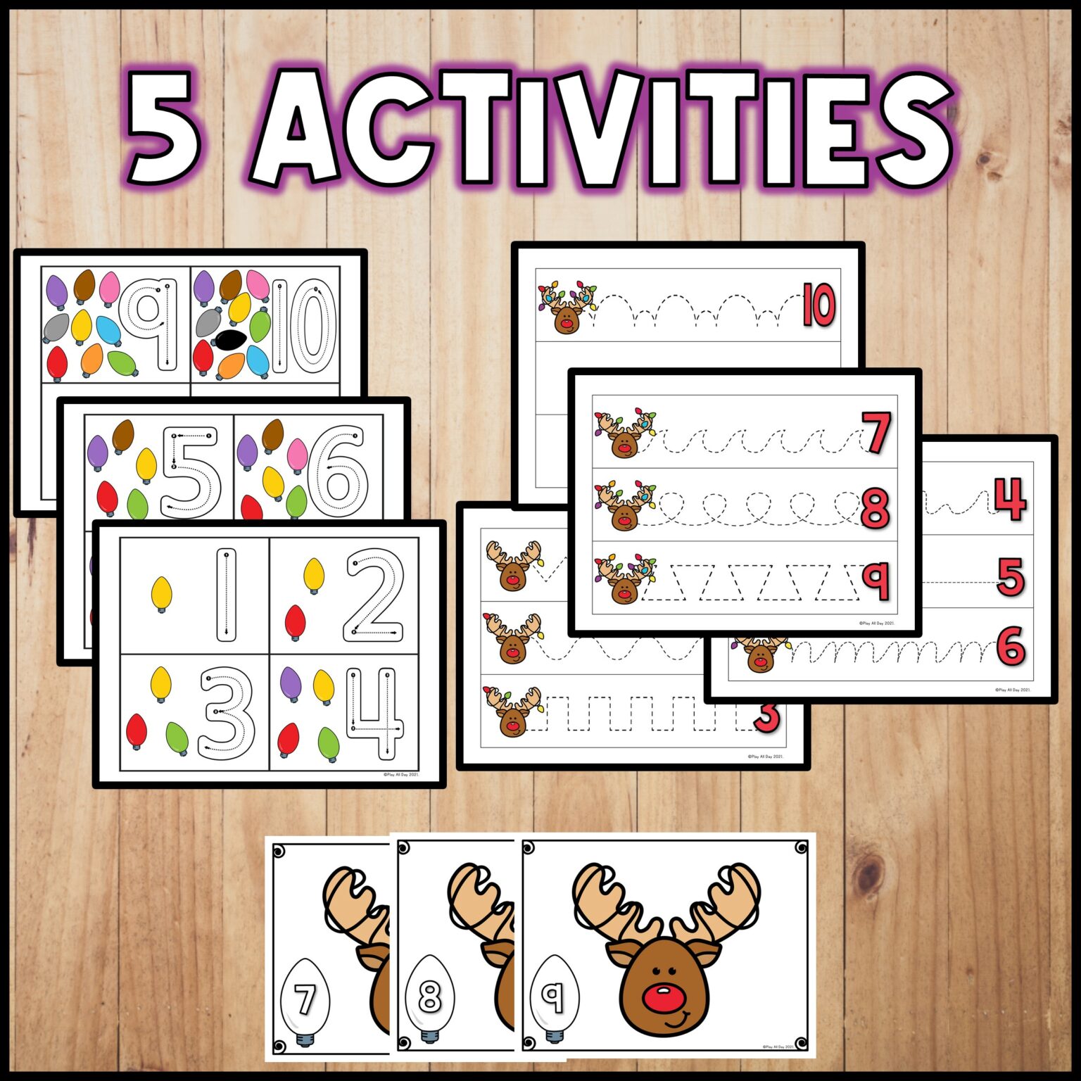 Christmas Numbers 1 to 10 Activities - Lights - Made By Teachers