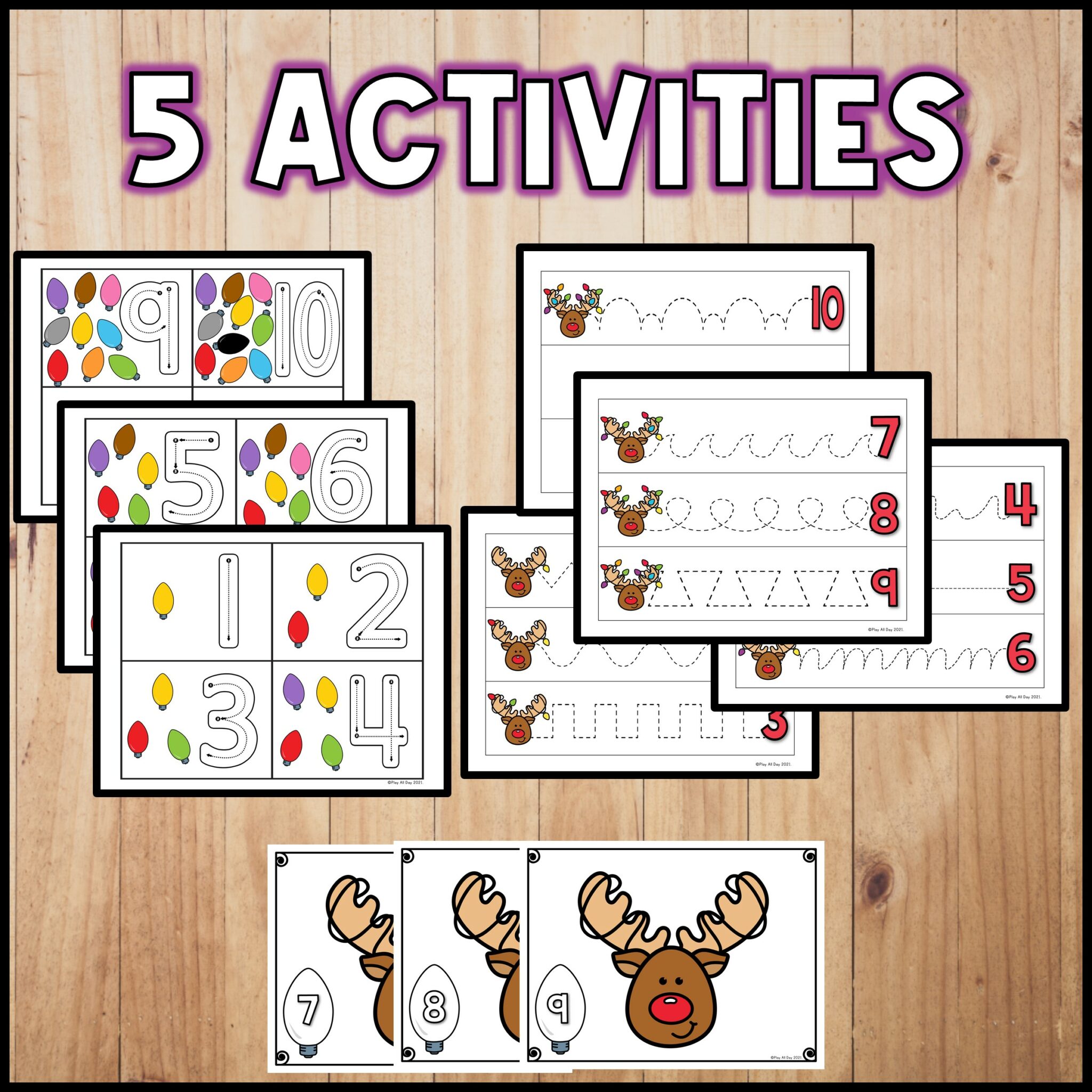 Christmas Numbers 1 to 10 Activities - Lights | Made By Teachers