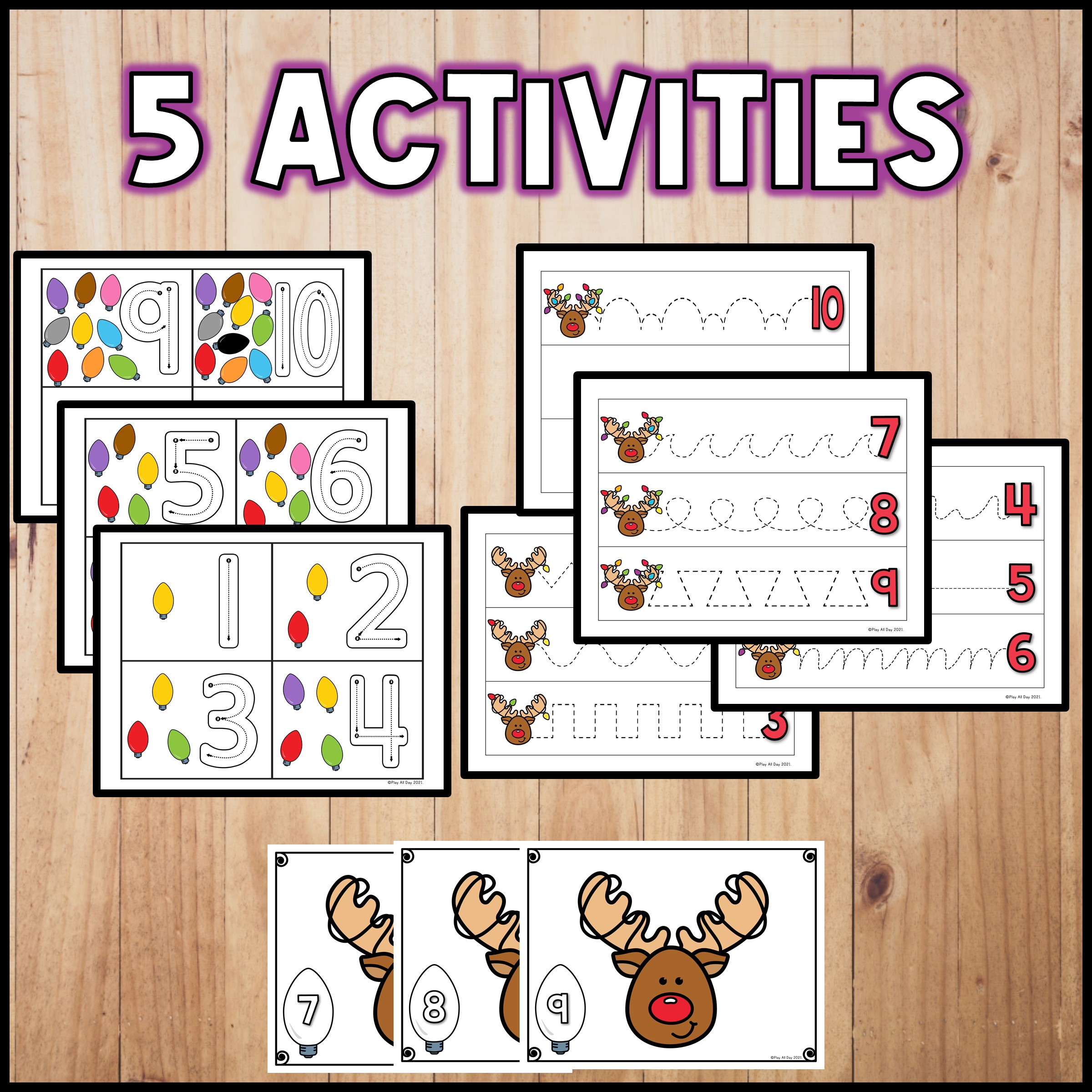 Christmas Numbers 1 to 10 Activities - Lights | Made By Teachers