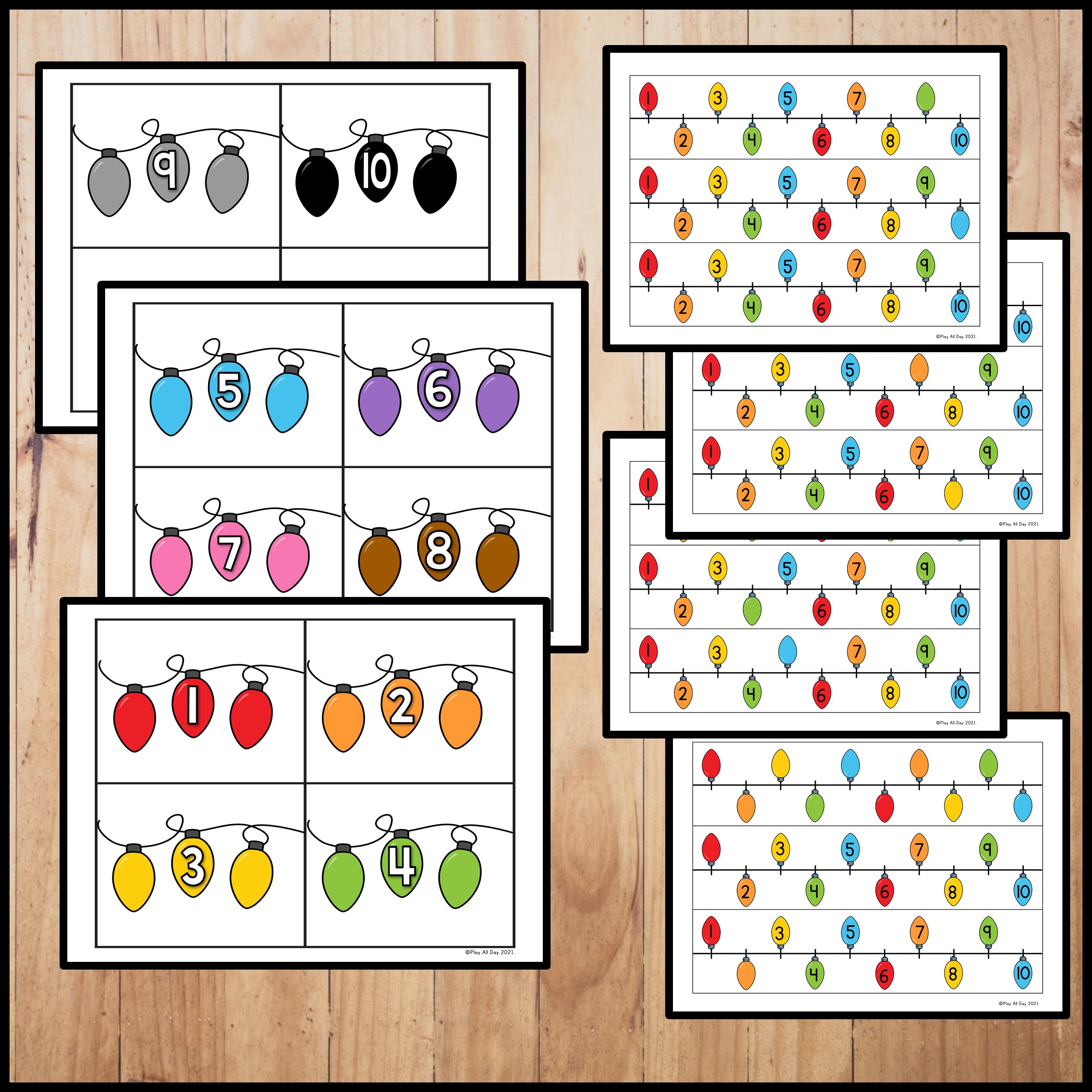 Christmas Numbers 1 to 10 Activities - Lights | Made By Teachers