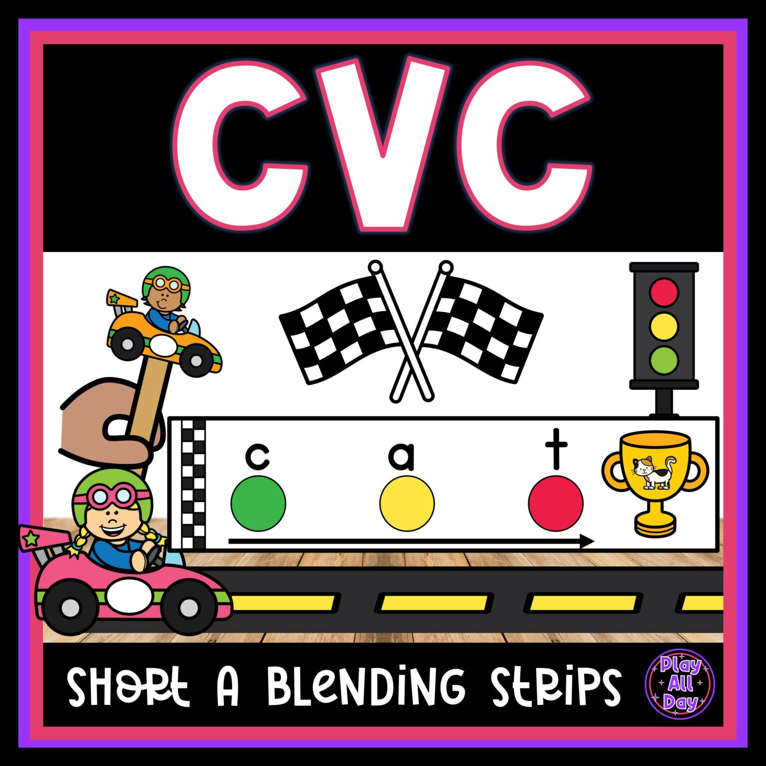 CVC Blending Strips Short U Words - Made By Teachers