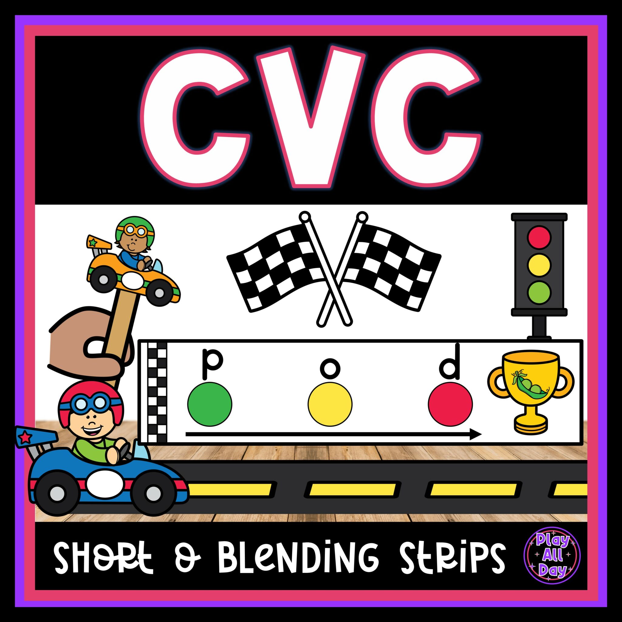 CVC Blending Strips Short U Words - Made By Teachers
