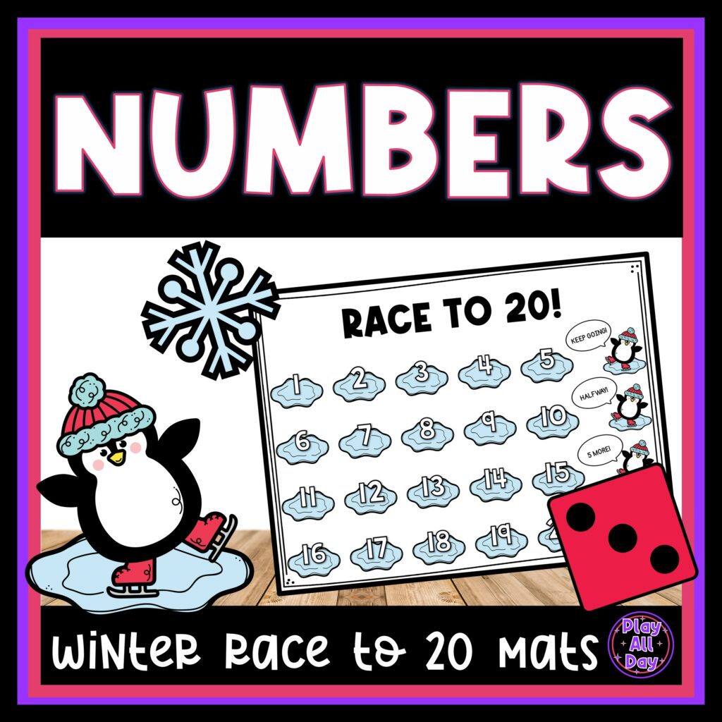 Winter Counting to 20 | Race to 20 Activity Mats | Made By Teachers