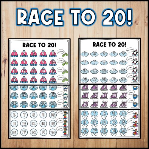 Winter Counting to 20 | Race to 20 Activity Mats | Made By Teachers