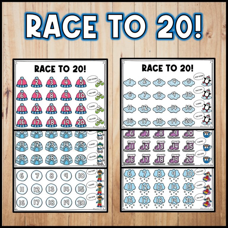 Winter Counting to 20 | Race to 20 Activity Mats | Made By Teachers