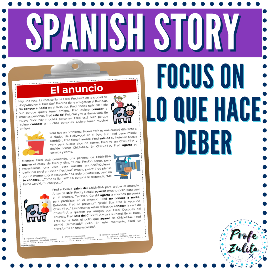 Spanish Story: El Anuncio | Conocer + Salir de | Made By Teachers