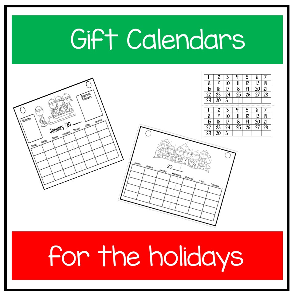 Black and White Holiday Calendar Gift (2 Versions) | Made By Teachers