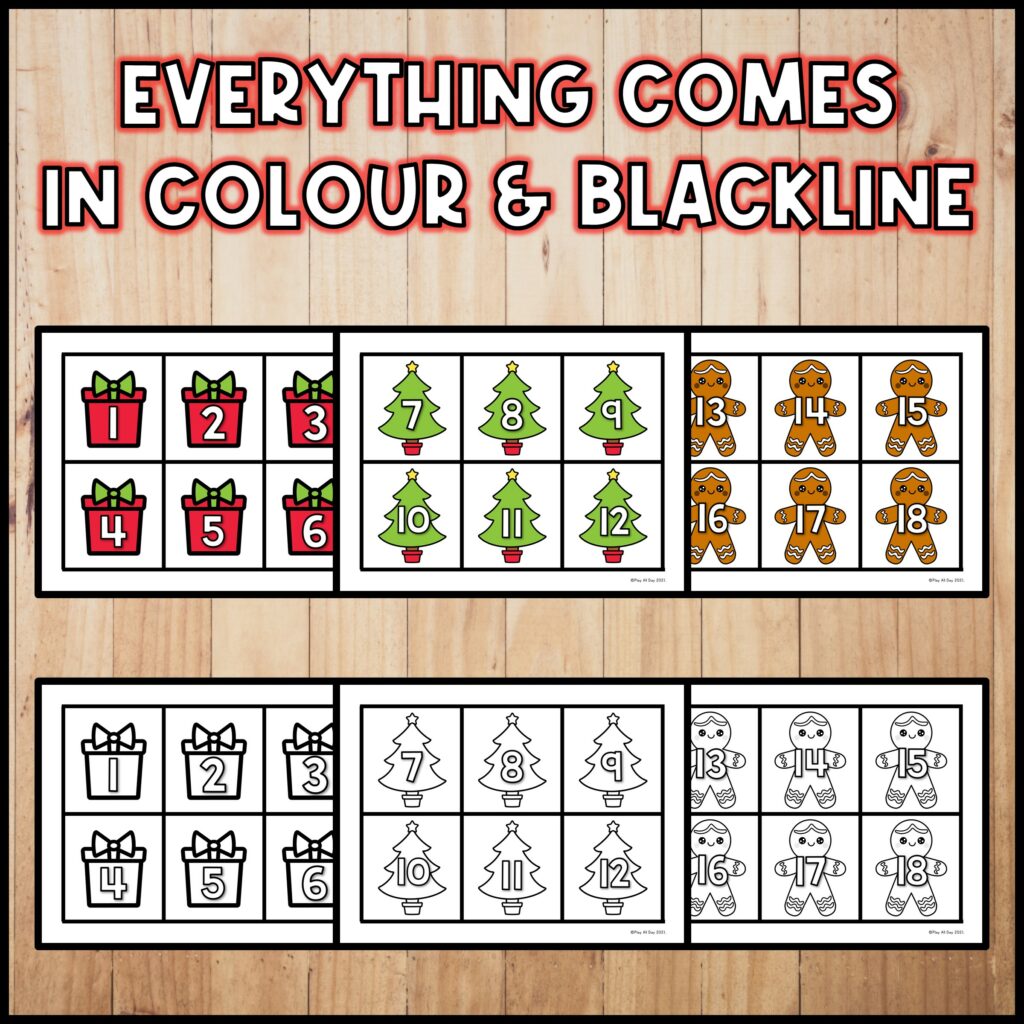 December Calendar Pieces and Numbers (ENG & FR) | Made By Teachers