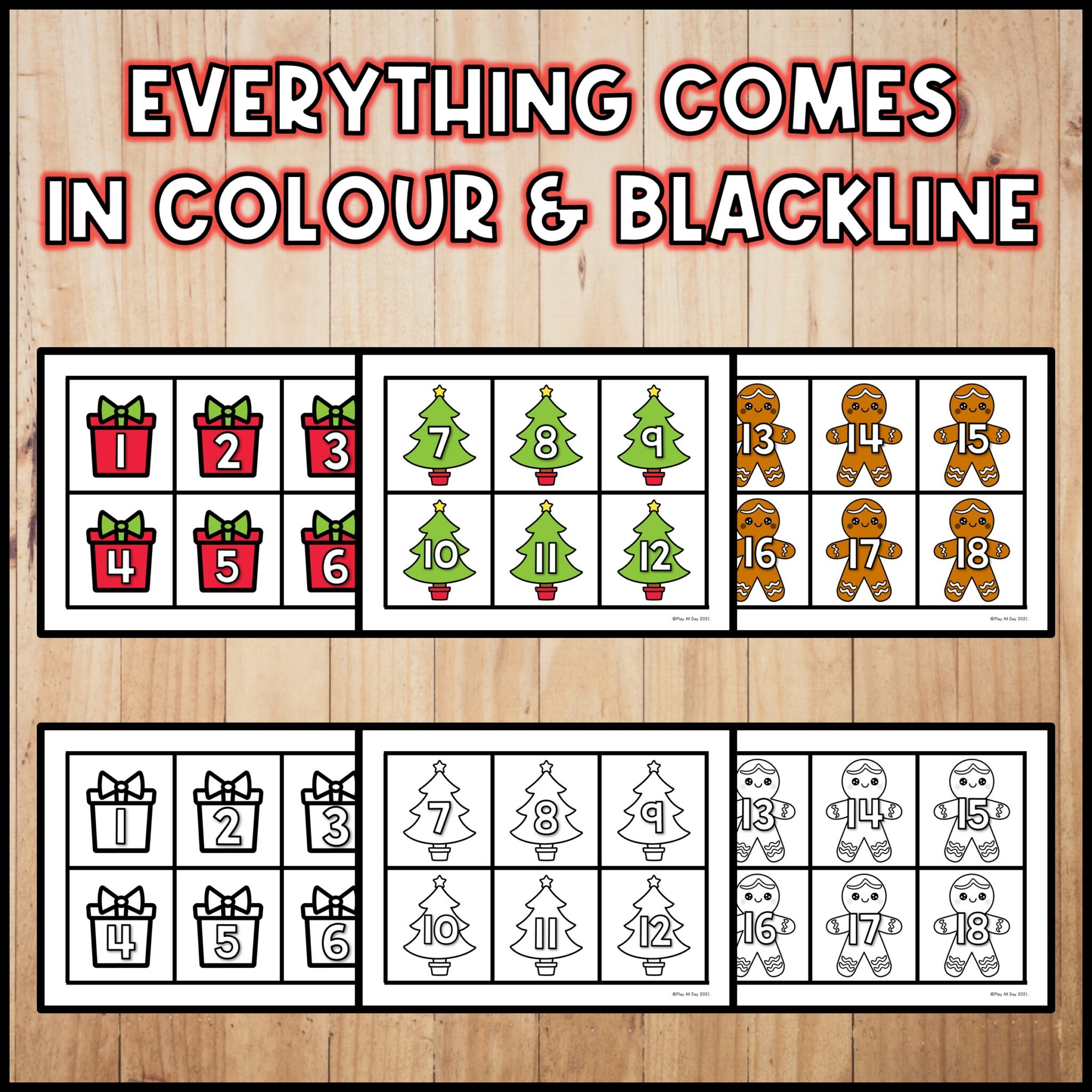 December Calendar Pieces and Numbers (ENG & FR) | Made By Teachers