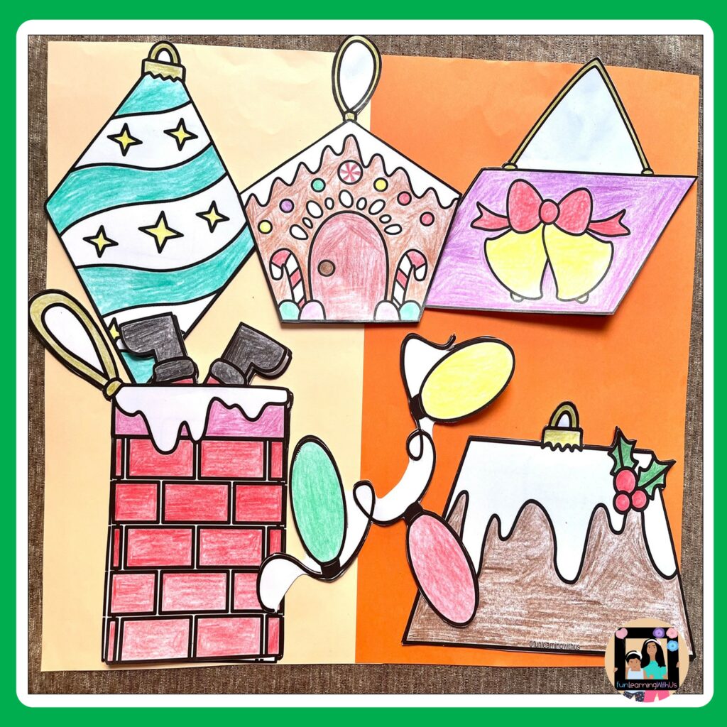 Christmas Ornament 2D Shapes Craftivity | Made By Teachers