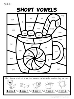 Phonemic Awareness Color by Code Winter Activities - Made By Teachers